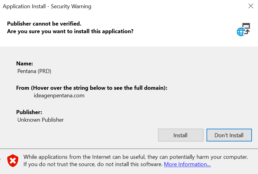 Troubleshooting prompts for installation when client is opened ...
