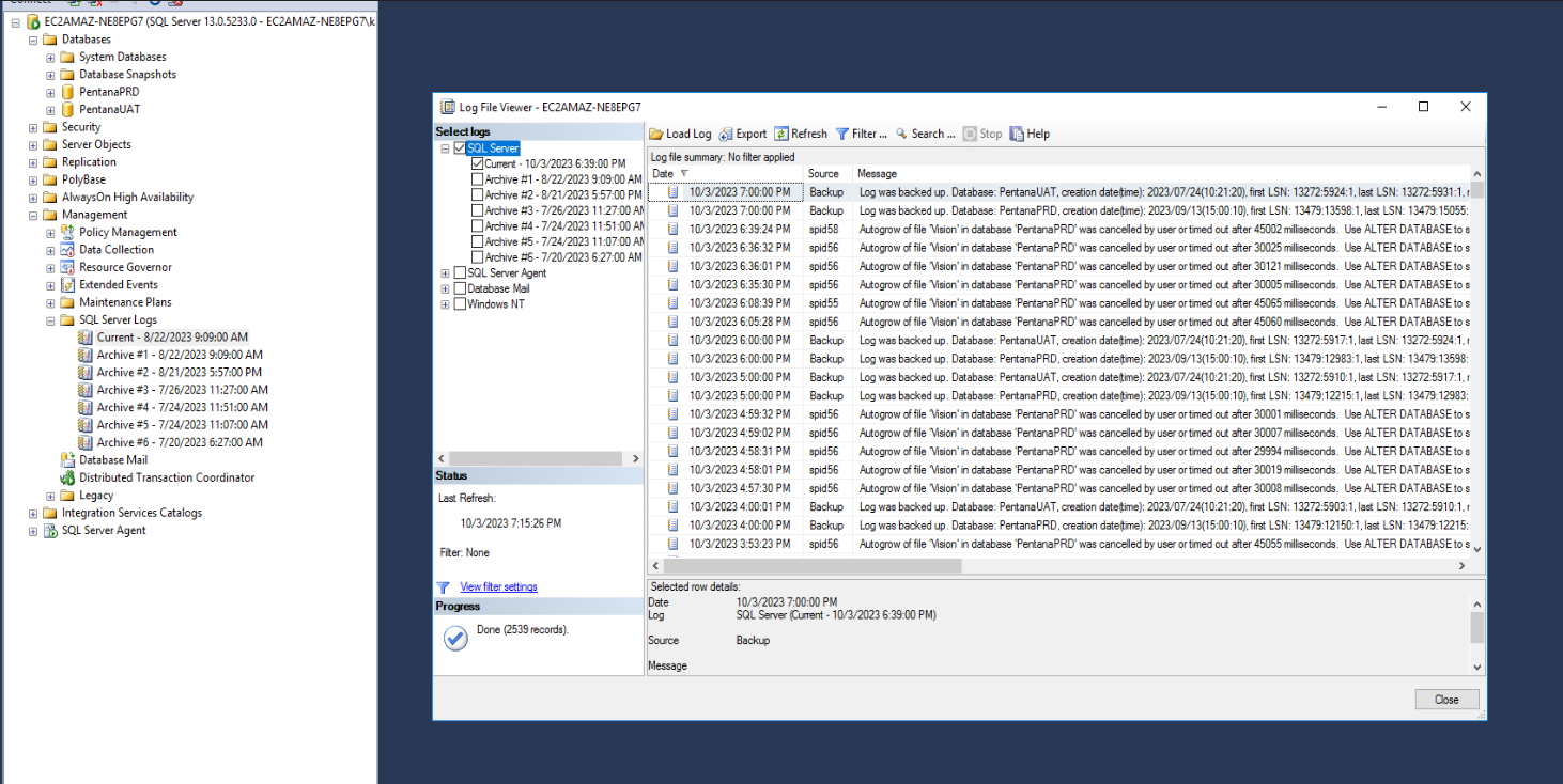 Troubleshooting frequent "Execution Timeout Expired" errors – Internal Audit